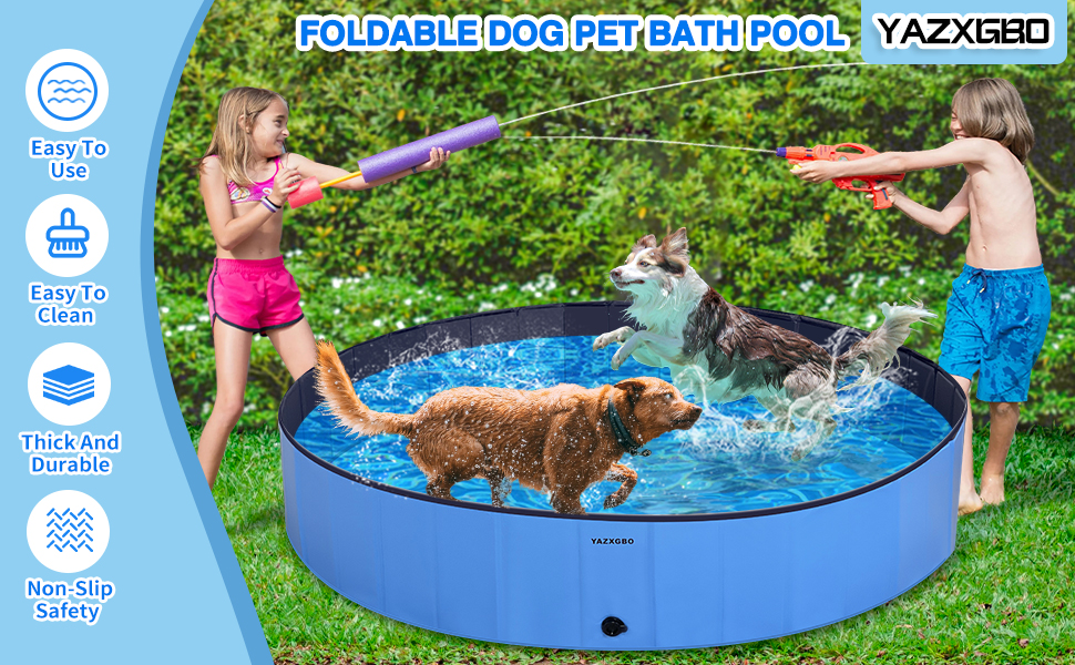 Amazon.com: YAZXGBO 47''Foldable Dog Pool, Collapsible Dog Pet Bath Pool Bathing Tub, Dog Pet ...