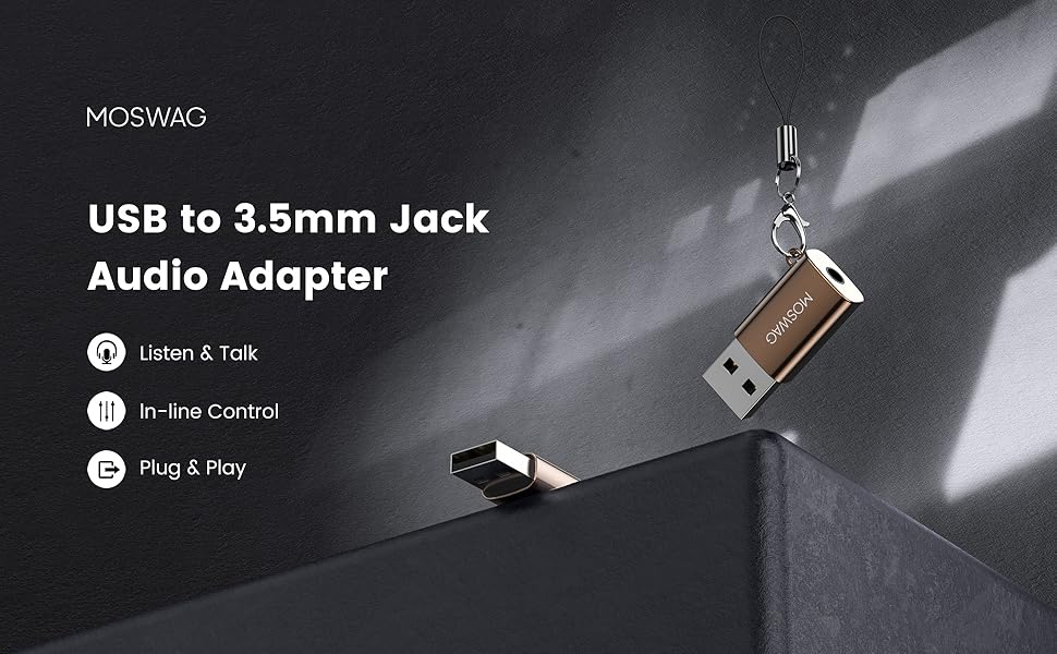 Amazon.com: MOSWAG USB to Audio Jack Adapter, 3.5mm Jack Audio Adapter, External Stereo Sound ...