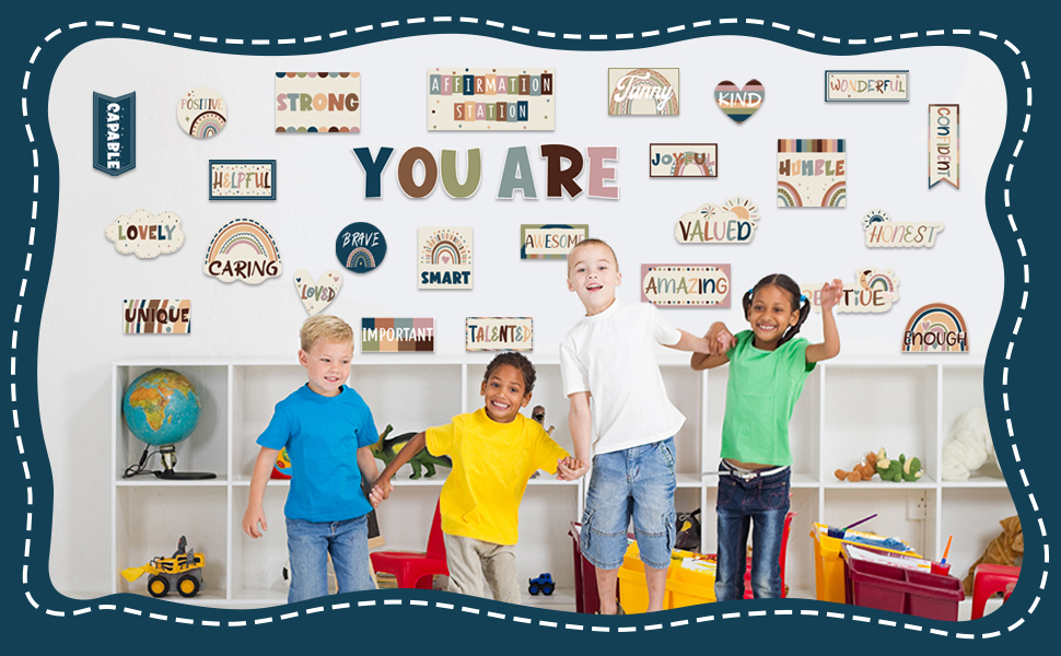 Amazon.com: Boho Affirmation Station Bulletin Board Set Positive ...