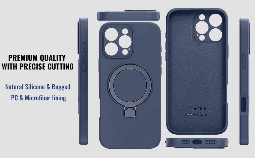 Amazon.com: Vanxiliiy Compatible with iPhone 16 Pro Max Case Stand, Slim Liquid Silicone Phone ...