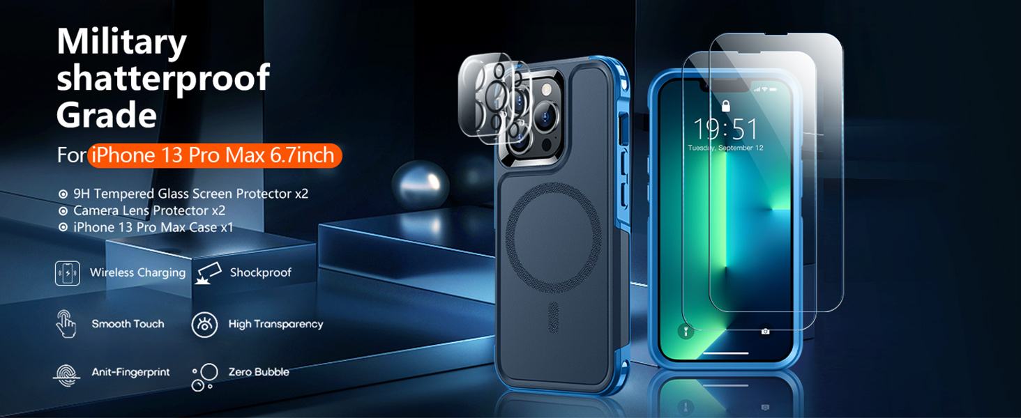 Amazon.com: SUPFINE 5 in 1 Magnetic iPhone 13 Pro Max Case, [Compatible with MagSafe][10 FT ...