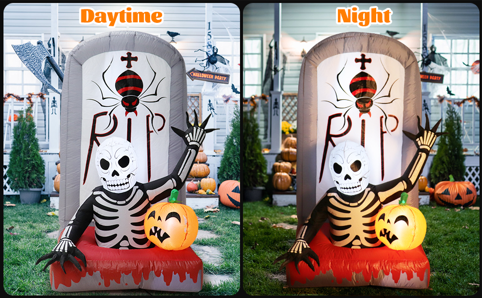 Amazon.com: Motiloo 5 Ft Inflatable Halloween Yard Decorations - Outdoor Blow Up Yard Skull ...