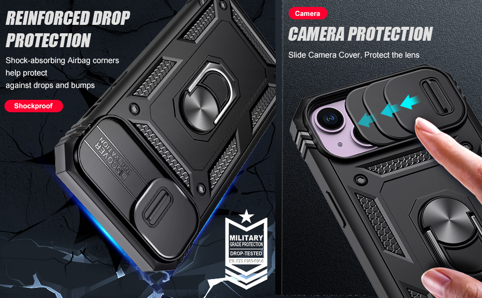 LeYi for iPhone 14 Plus 6.7'' Case Camera Cover Slider and 2 Tempered Glass Screen Protector ...