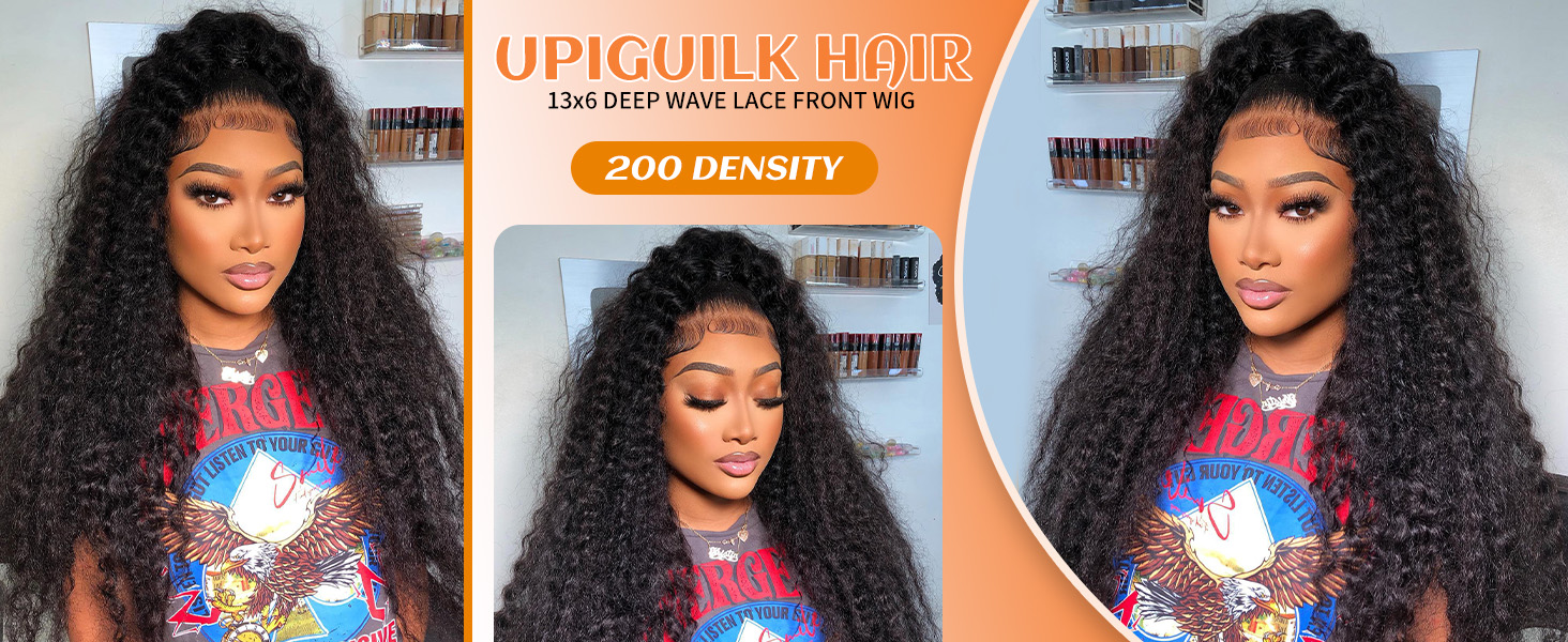Amazon.com : 30 Inch Deep Wave Lace Front Wigs Human Hair 200 Density 13x6 HD Lace Front Wigs ...