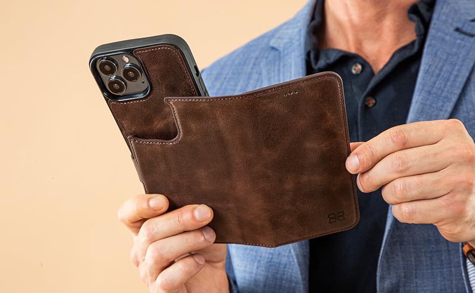 Amazon.com: BOULETTA for iPhone 15 Pro Max Case Magsafe Compatible Full Grain Leather, Magnetic ...