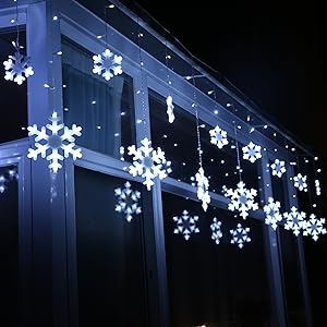 Toodour Christmas Snowflake Lights Outdoor, 17.22ft 264 LED Snowflake ...