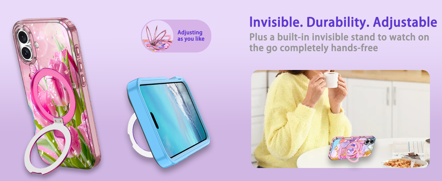 Amazon.com: Lamcase for iPhone 16 Case with Magnetic Invisible Ring Stand [Compatible with ...