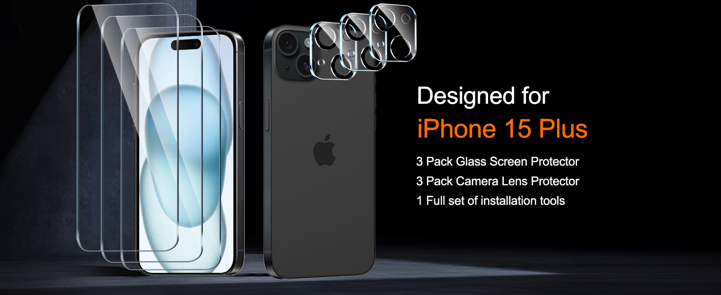 Amazon.com: Milomdoi 3 Pack Screen Protector for Apple iPhone 15 Plus with 3 Pack Tempered Glass ...