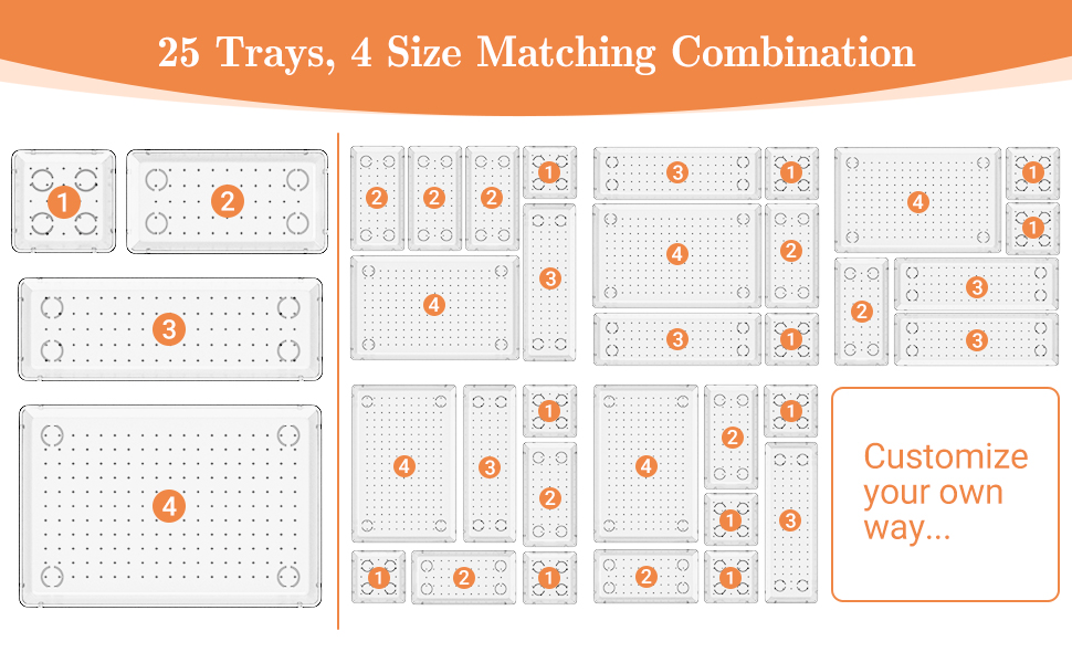 Amazon.com: SpaceHacks 25 PCS Plastic Drawer Organizer Set, 4-Size ...
