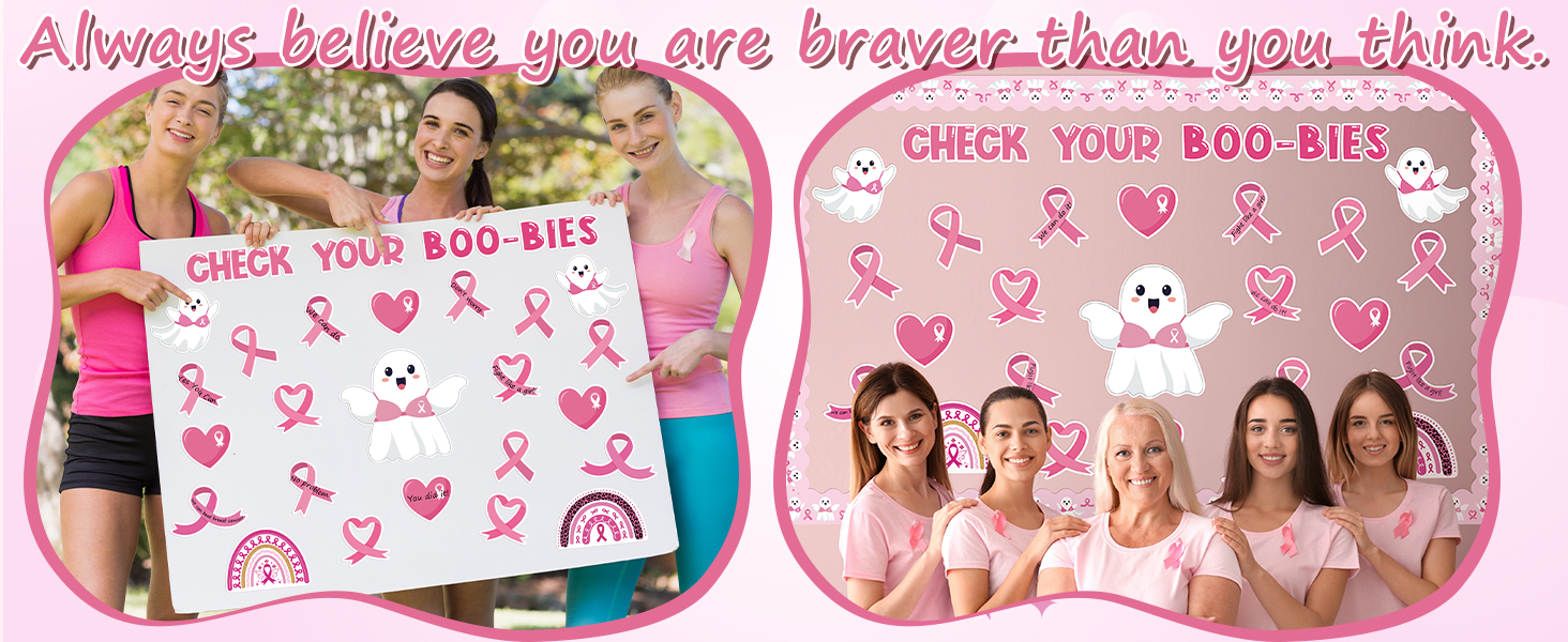 Amazon.com: CPicdn 92Pcs Pink Ribbon Breast Cancer Awareness Bulletin ...