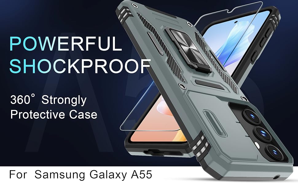 Amazon.com: DEERLAMN Case for Samsung Galaxy A35/A55 5G with Slide Camera Cover+Screen Protector ...