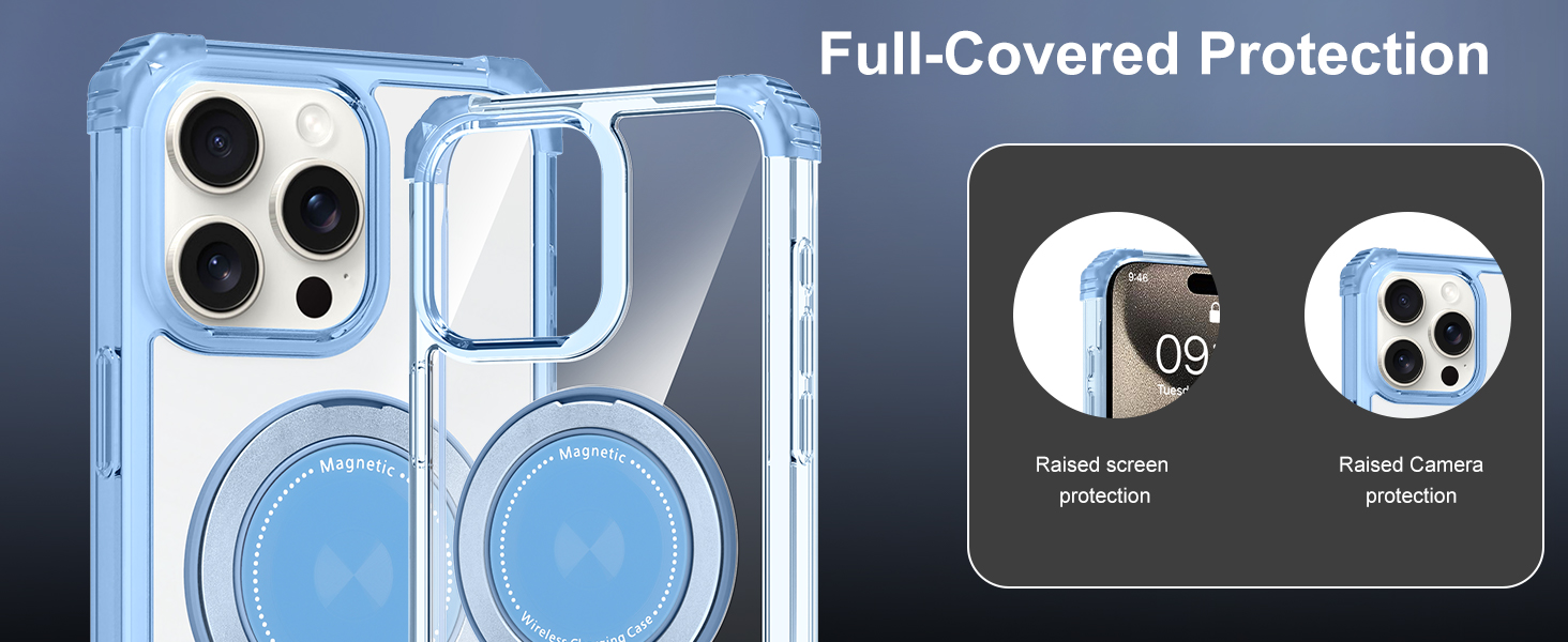 Amazon.com: WPCase Clear Case for iPhone 13 Pro Max Case with Magnetic 360 Rotatable Ring Stand ...