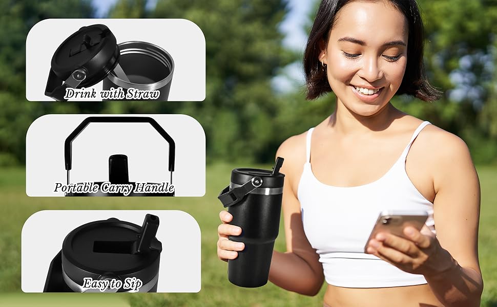 Amazon.com | 20 oz Tumbler with Handle, Insulated Tumbler with Lid and Flip Straw Leak Proof ...