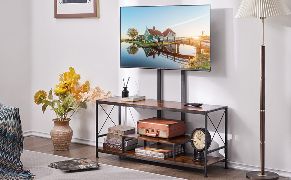 YOMYM Mueble para TV con Soporte para Televisor de 45 a 80 Pulgadas, 3 Niveles Abiertos, Centro ...