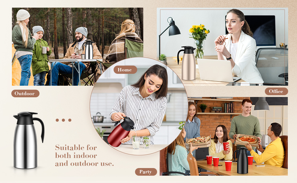 Amazon.com: Uiifan 2 Pcs 68oz Thermal Carafe Insulated Stainless Steel Carafe Double Walled ...