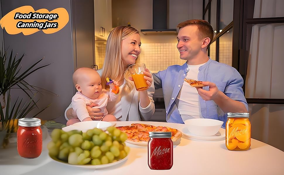 Amazon.com: ELAORY Classic 16 Oz Mason Jars, 6 Pack Canning Jars, Regular Mouth, Airtight & Leak ...