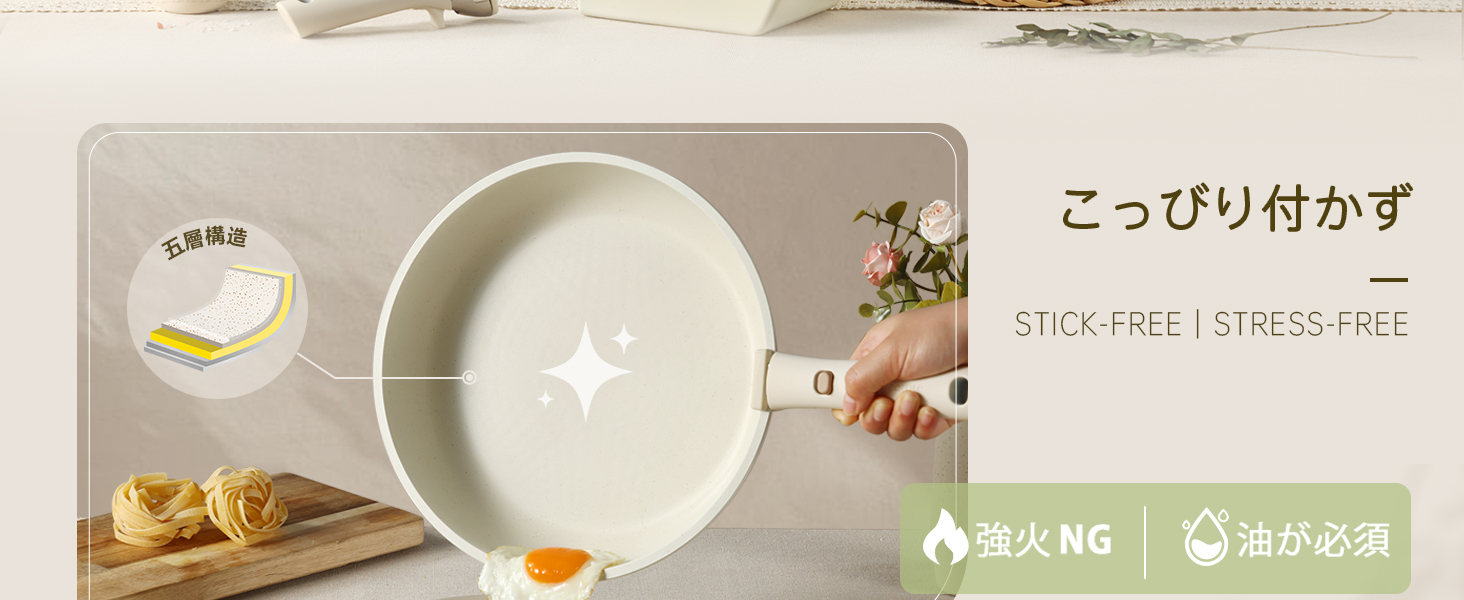 Amazon.co.jp: CAROTE カローテ フライパン セット 5点 IH·ガス火対応 PFOAなどの有害物質不使用 5層構造 軽量 鍋セット 取っ手のとれる マーブルコート ...