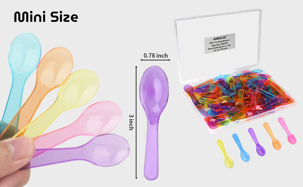 Amazon.com: AMEILOZ 3 Inch Tiny Mini Tasting Spoons Colored Disposables Small Taster Spoon, Mini ...