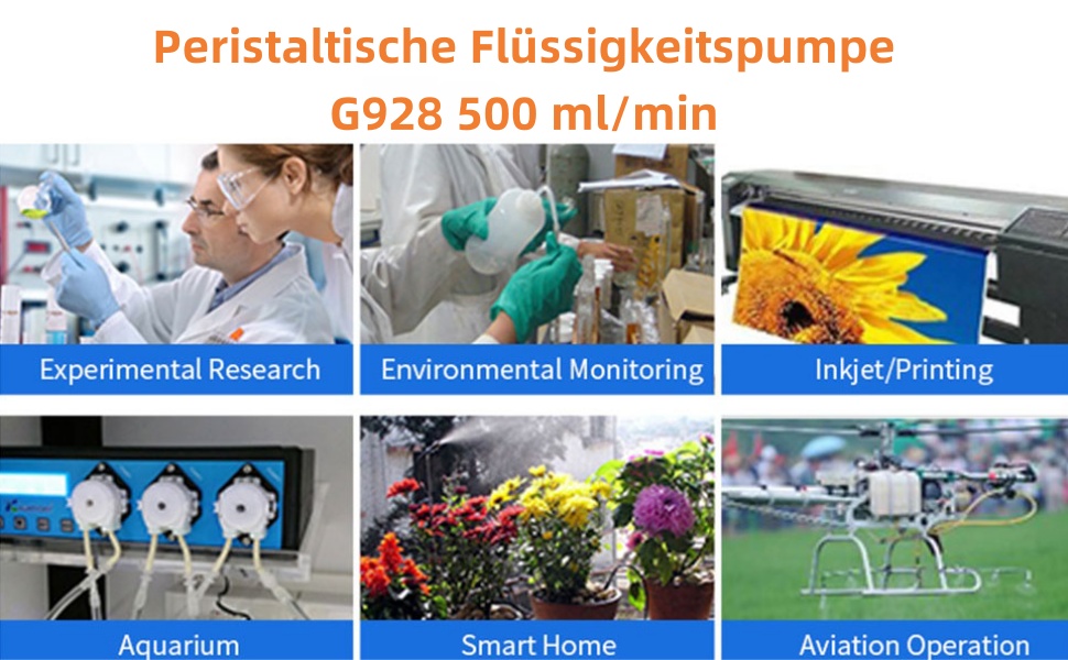 Peristaltische Flüssigkeitspumpe G928 12V Peristaltikpumpe 500 ml/min Dosierpumpe mit großem ...