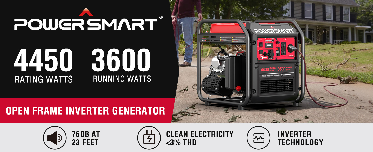 Amazon.com : PowerSmart 4400-Watt Open Frame Inverter Generator ...