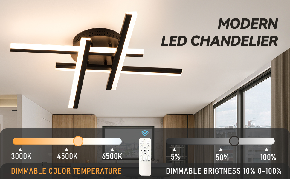 CANEOE Modern Led Ceiling Light, 4-Lights Dimmable Led Ceiling Light ...