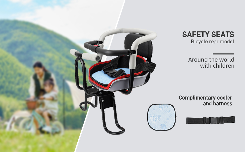 Amazon.com : YouTeMei Kids Seat Bike Back Seat Child Bike Seat with Armrests, Seat Belts and ...