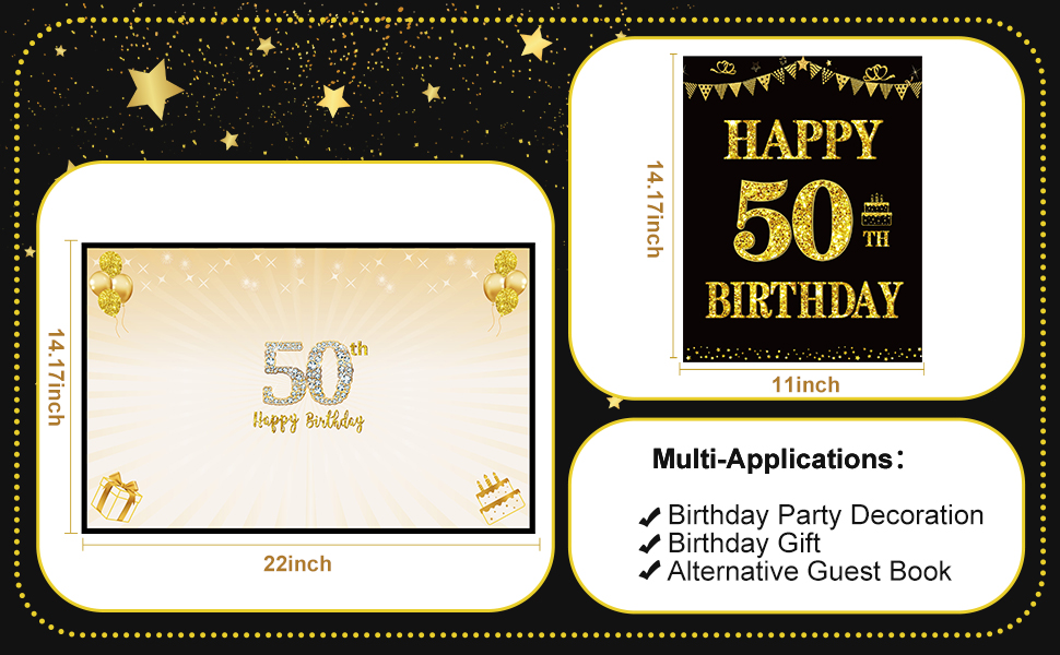 Amazon.com : Large 50th Birthday Card With Envelope, Jumbo 50 Birthday Guest Book Greeting Cards ...