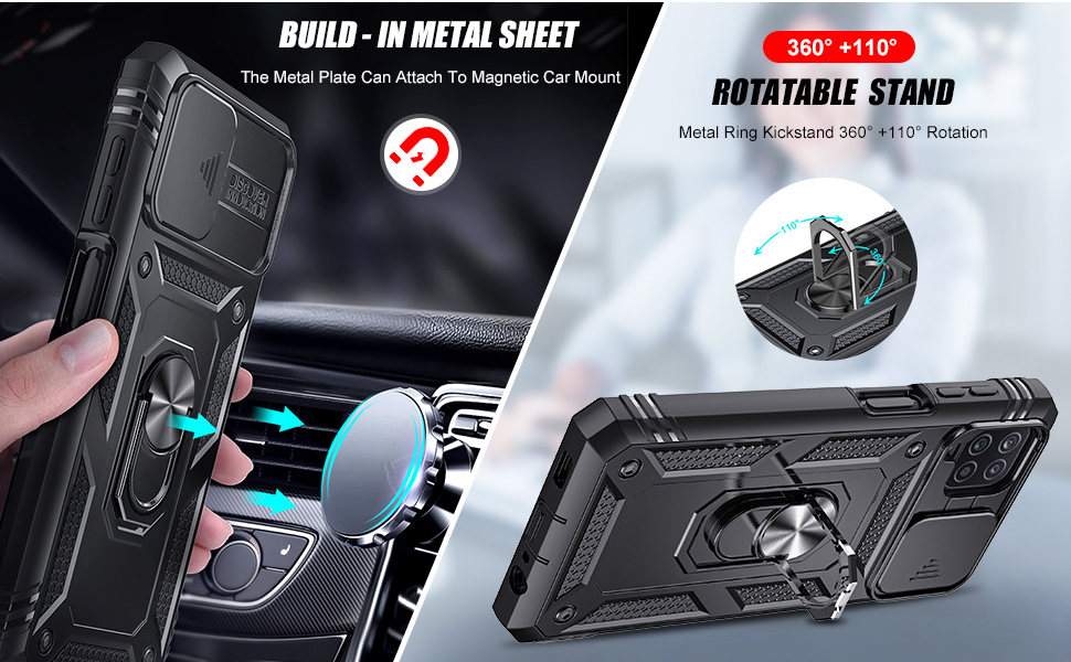 LeYi for Samsung Galaxy A12 5G Case with Slide Camera Cover and 2 Tempered Glass Screen ...