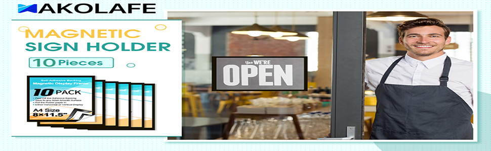 AKOLAFE 10 PACK Magnetic Picture Frame A4 Magnetic Photo Peel and Stick Picture Frames A4 Black ...