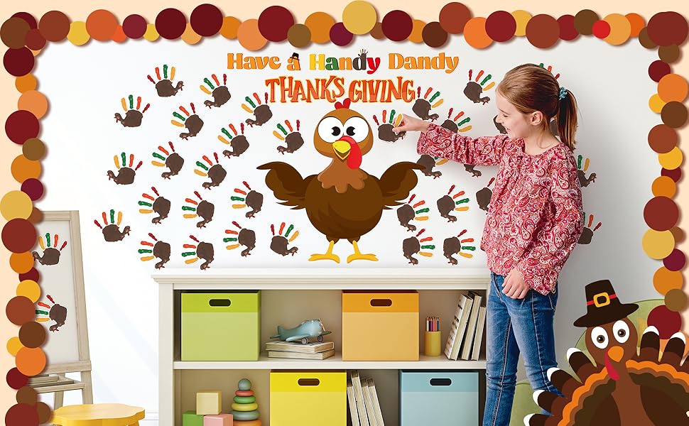Amazon.com : B1ykin 78Pcs Thanksgiving Thankful Hands Turkey Bulletin ...