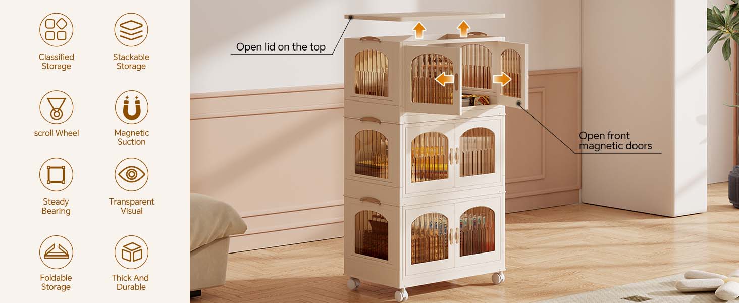 Amazon.com - Collapsible Storage Bins with Wheels and Lid - 3 x 21.6GAL ...