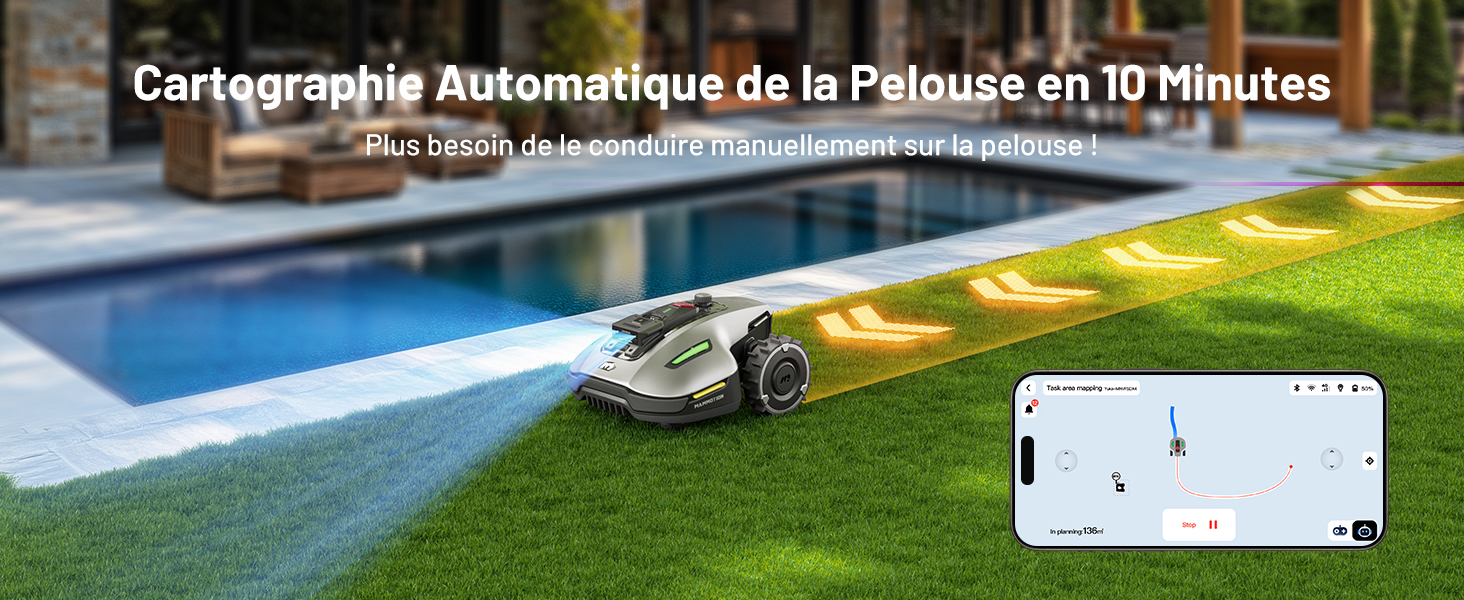 MAMMOTION YUKA Mini 700 Robot Tondeuse sans Fil Périphérique, NetRTK+Vision, Aucune Antenne RTK ...