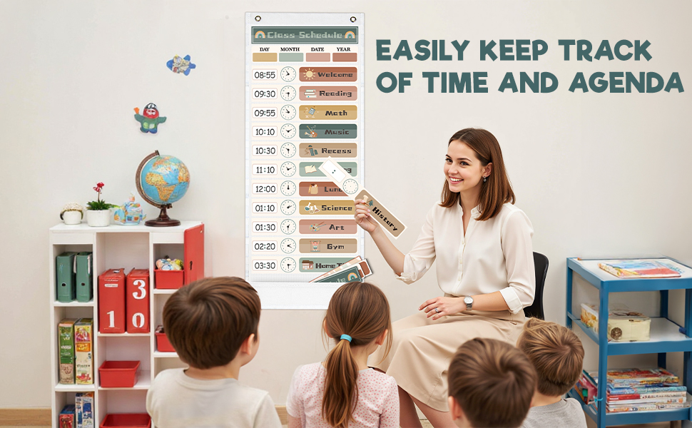 Amazon.com: Daily Schedule Pocket Chart for Kids Management, 13+1 ...