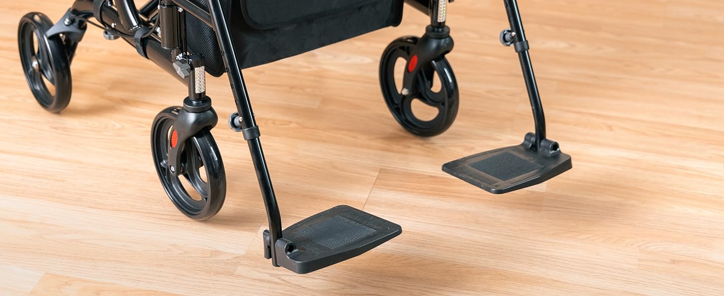 Helavo 2 in 1 Rollator & Rollstuhl in Einem - Faltbarer Rollator mit Fußstützen - Umbaubar zum ...