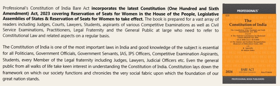 Buy Constitution of India Bare Act by Professional's as amended by Constitution (One Hundred ...