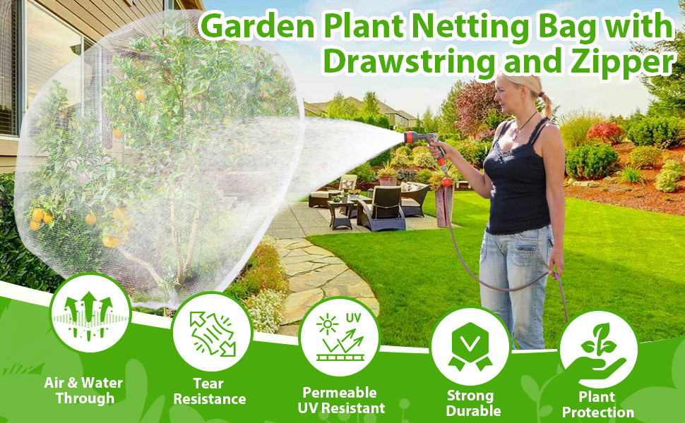 Amazon.com : Large Fruit Tree Netting with Drawstring and Zipper, 10 * 10FT Garden Netting for ...