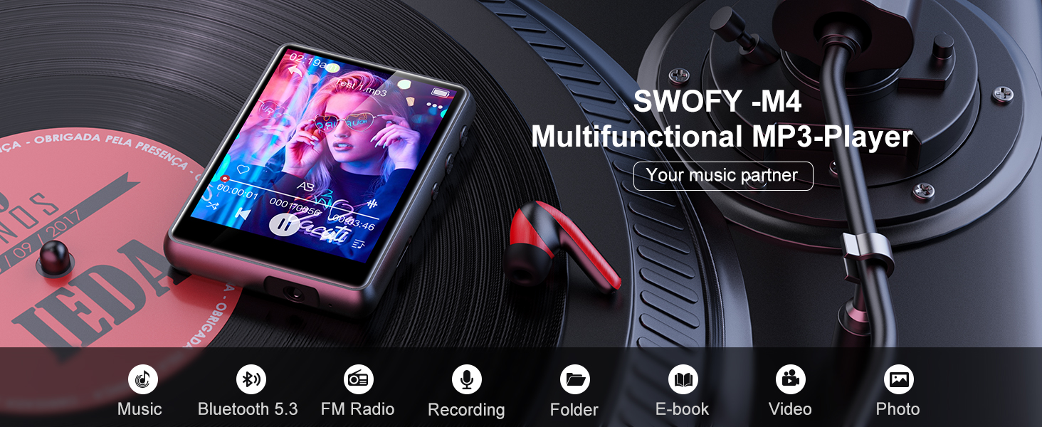 Amazon.com: MP3 Player Bluetooth 5.3, SWOFY 64GB Mp3 Music Player with 2.4" Touch Screen ...