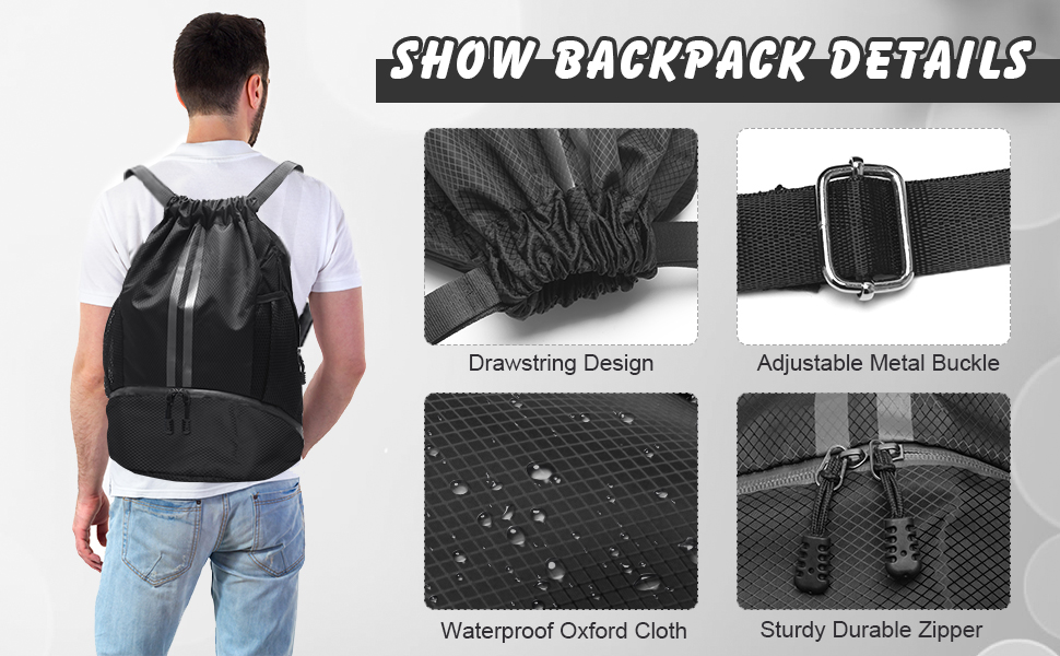 Amazon.com | Wiwaplex Sports Drawstring Backpack - Waterproof Swim Bag ...