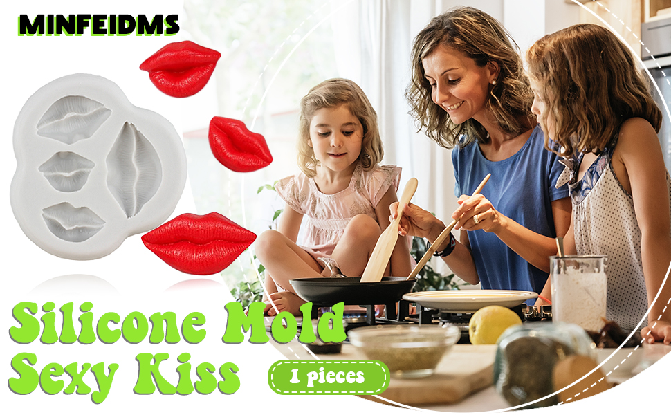 Amazon.com: MINFEIDMS Sexy Kiss Collection Fondant Mold Red Lips Candy Mold Lips Fondant Mold ...