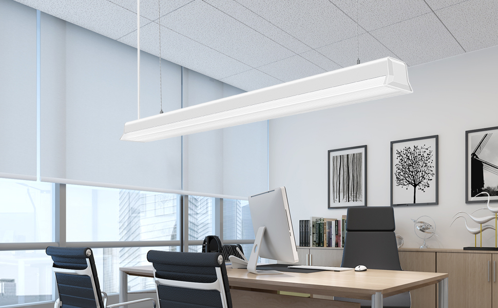 JOYINLED 42W 120cm LED Pendelleuchte weiß esstisch Hängeleuchte Büro 4000K Natural Licht mit ...