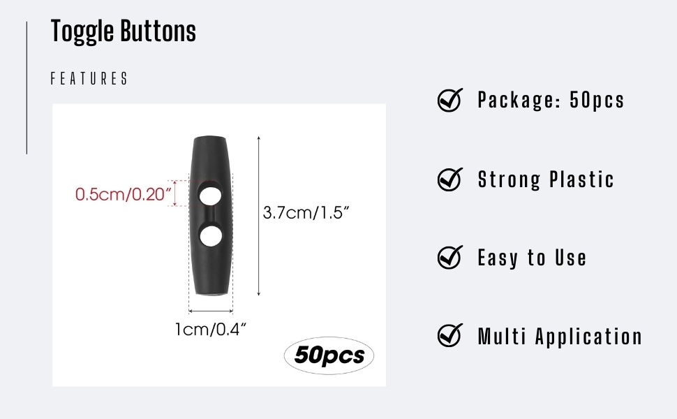 Amazon.com: 50PCS Toggle Buttons, 2 Holes Plastic Tent Toggles Button, Spring Stop Lock End for ...