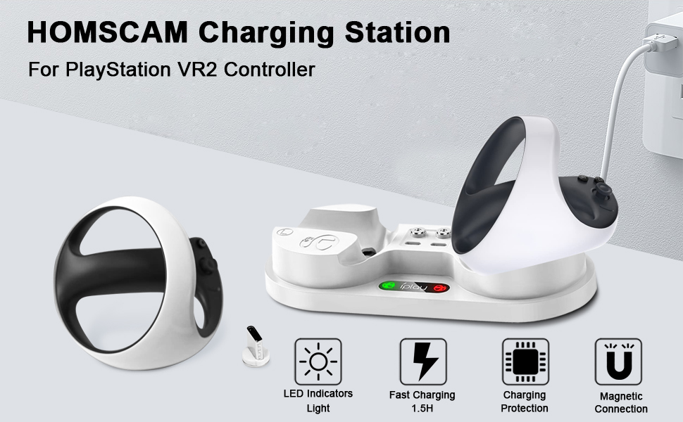 PSVR 2 Charging Station, Dual Fast Charging Dock for Playstation VR2 Sense Controller with Led ...