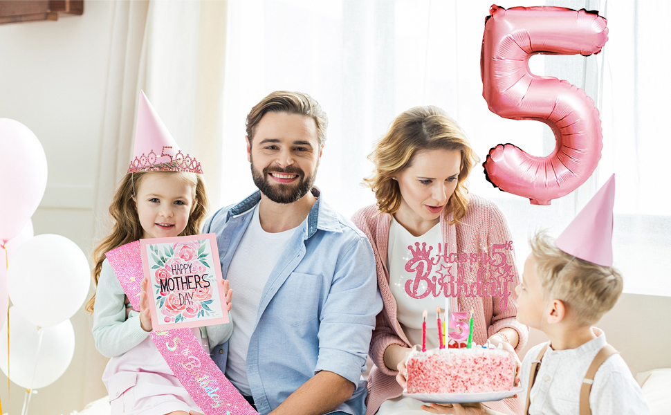Amazon.com: 5th Pink Birthday Decorations for Girls,Including 5th Birthday Sash,Rhinestone 5th ...