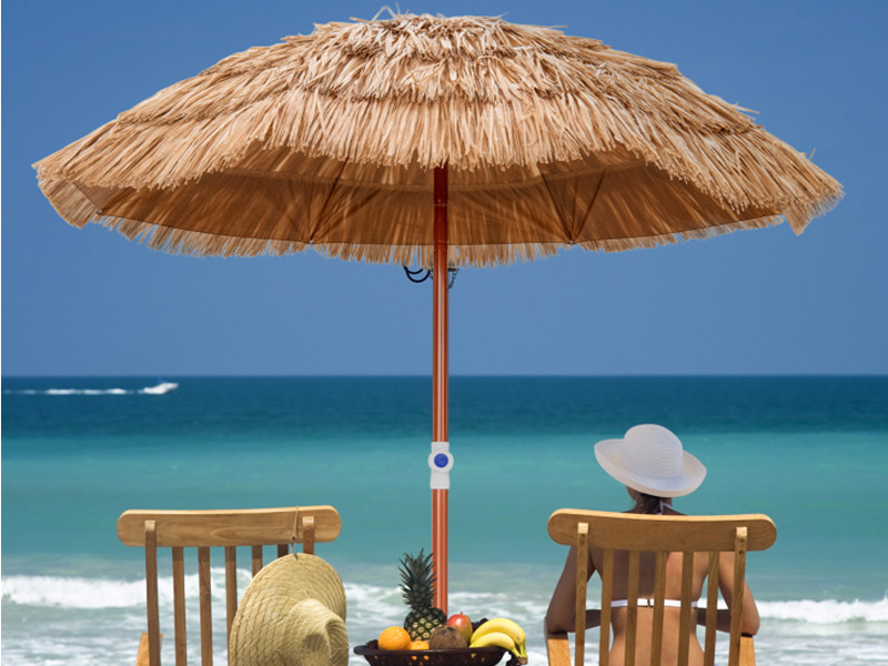 RELAX4LIFE Sonnenschirm Hawaii, Stroh Strandschirm Ø175 cm, Balkonschirm Neigbar ...