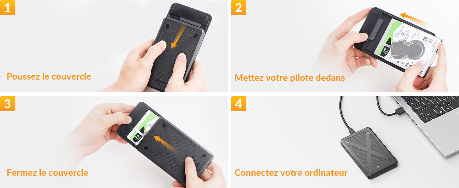 iDsonix Boîtier de Disque Dur 2,5 Pouces 6Gbps USB 3.1 vers SATA III ...