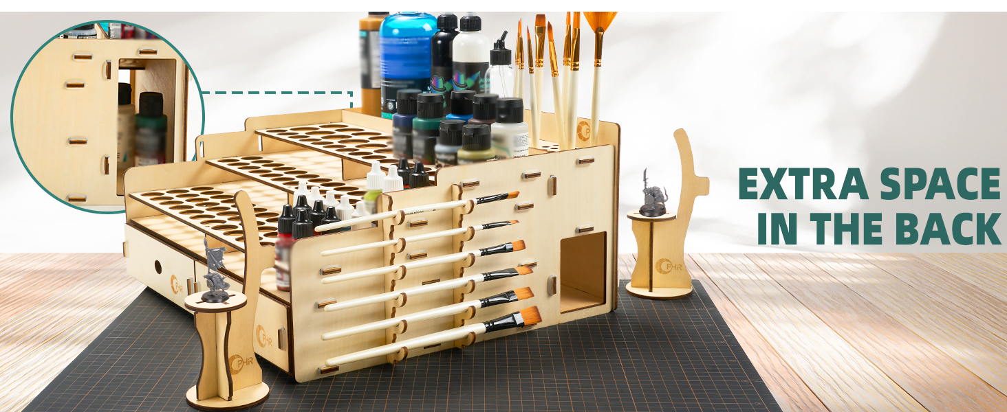 Amazon.com: OPHIR Wooden Paint Rack Organizer, Miniature Paint Holder with 104 Holes of 2 Sizes ...