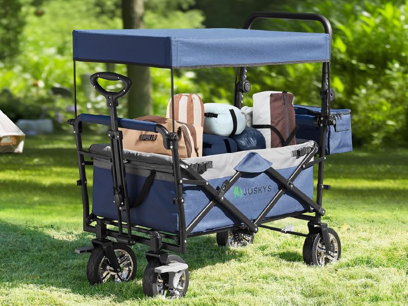 Juskys Bollerwagen mit Dach & Tasche - Wagen bis 120 kg belastbar - Handwagen faltbar zum ...
