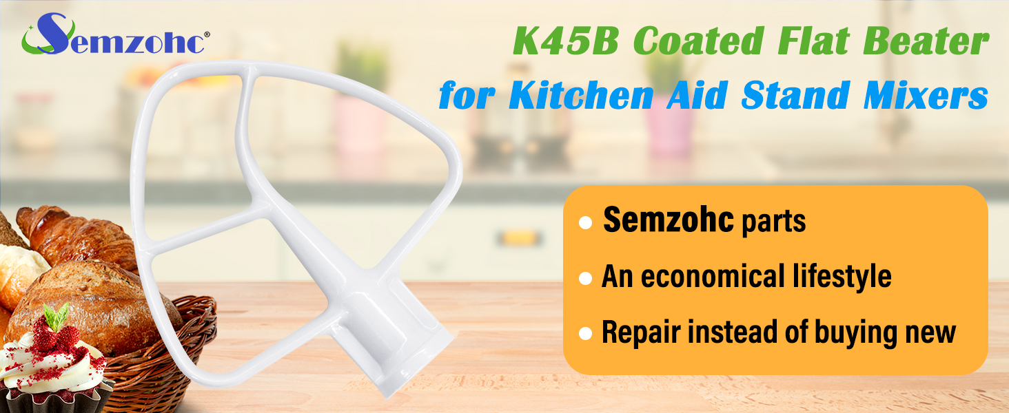 Amazon.com: K45B ksm150 Fit Coated Flat Beater for Kitchen-Aid 4.5 Qt and 5 Qt Stand Mixers ...