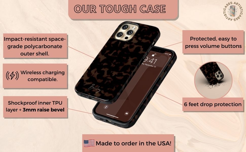 Amazon.com: Artisticases Custom Tort Tortoiseshell Initials Name Case, Personalized Name Case ...