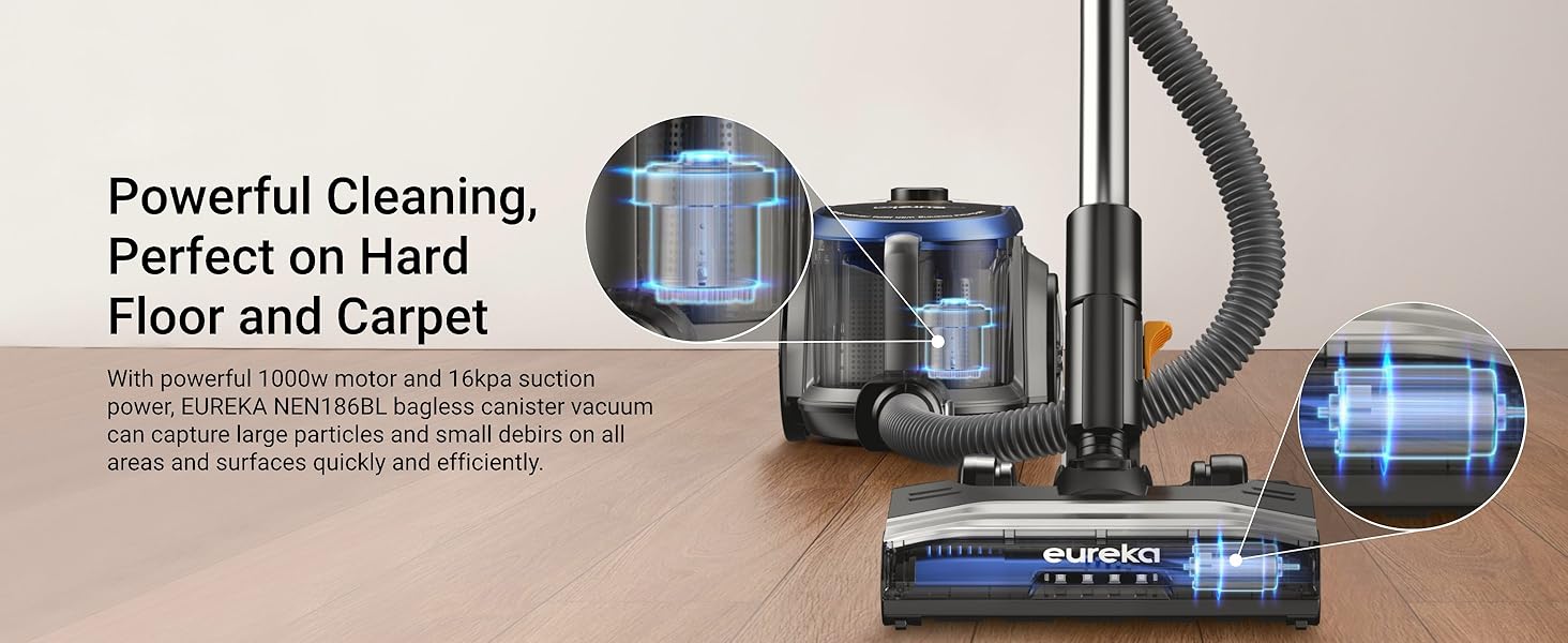 Amazon.com - Eureka Bagless Canister Vacuum with Washable HEPA Filter ...